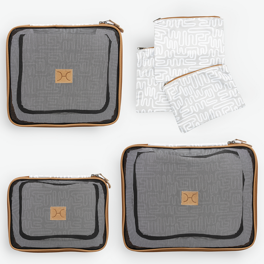 Travel Luggage Organizer Pods 6 piece set | Geo Moonstruck – Thandana